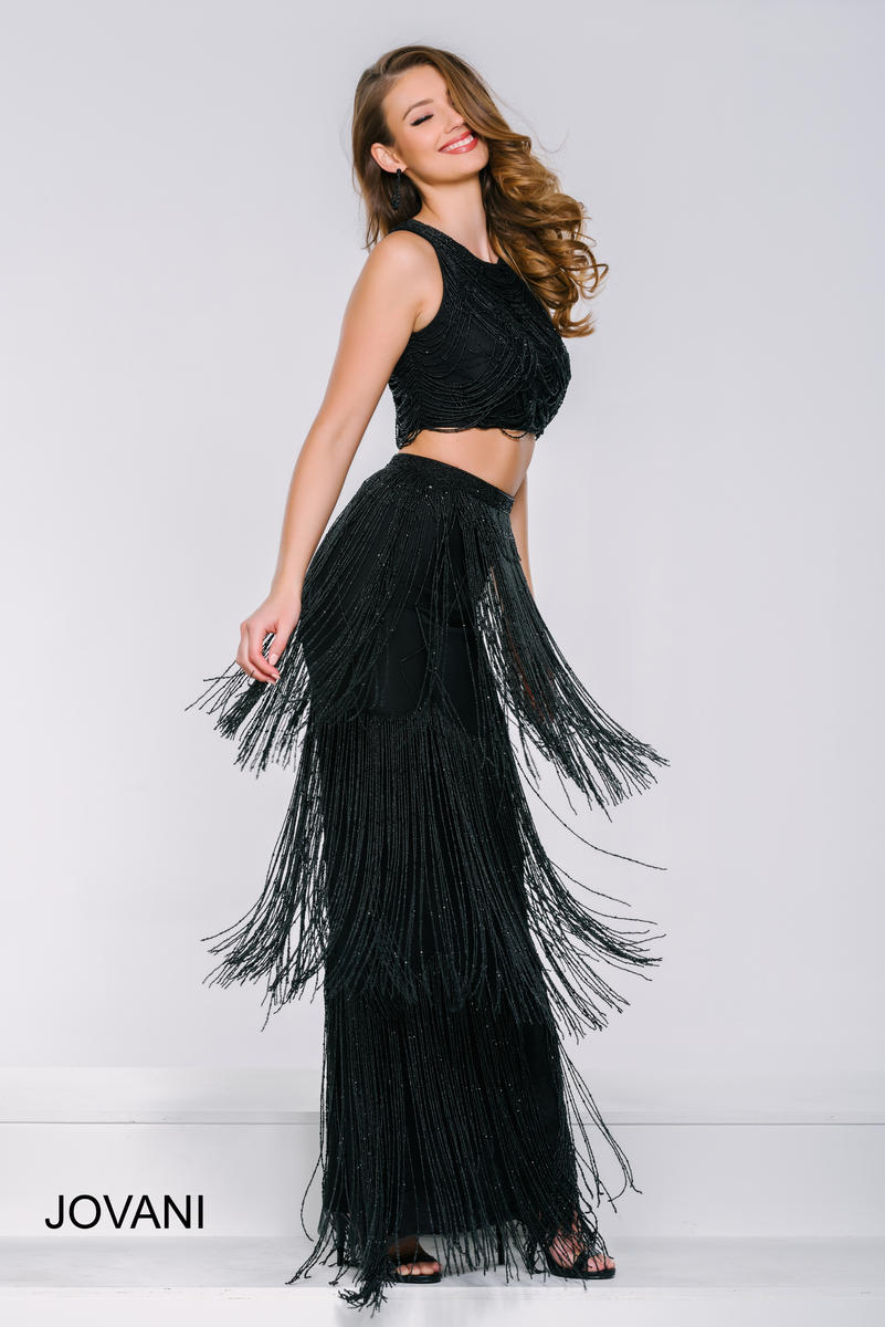 Jovani 37705 Fringe 2 Piece Prom Dress French Novelty