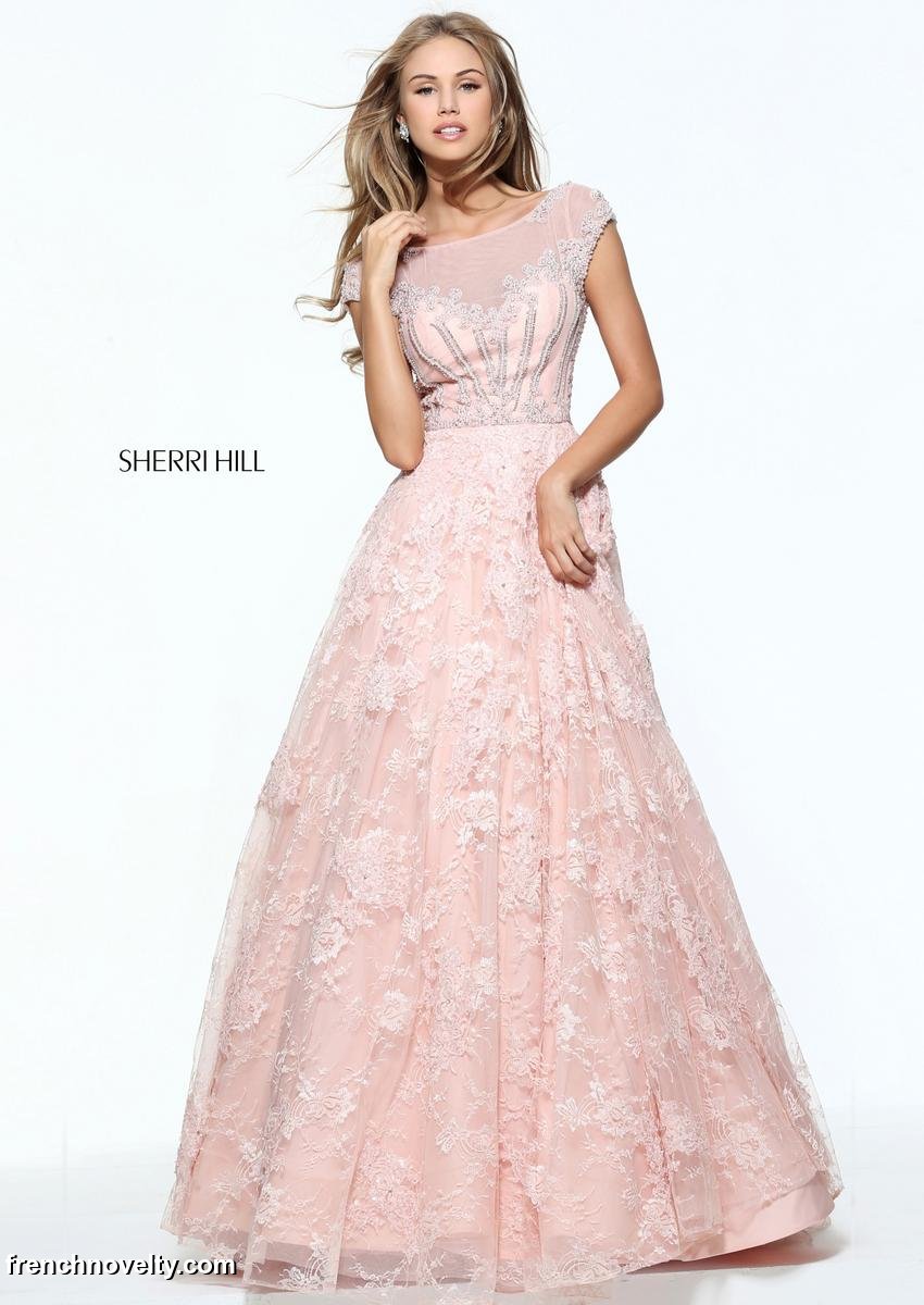 Sherri Hill 51010 Cap Sleeve Illusion Gown French Novelty
