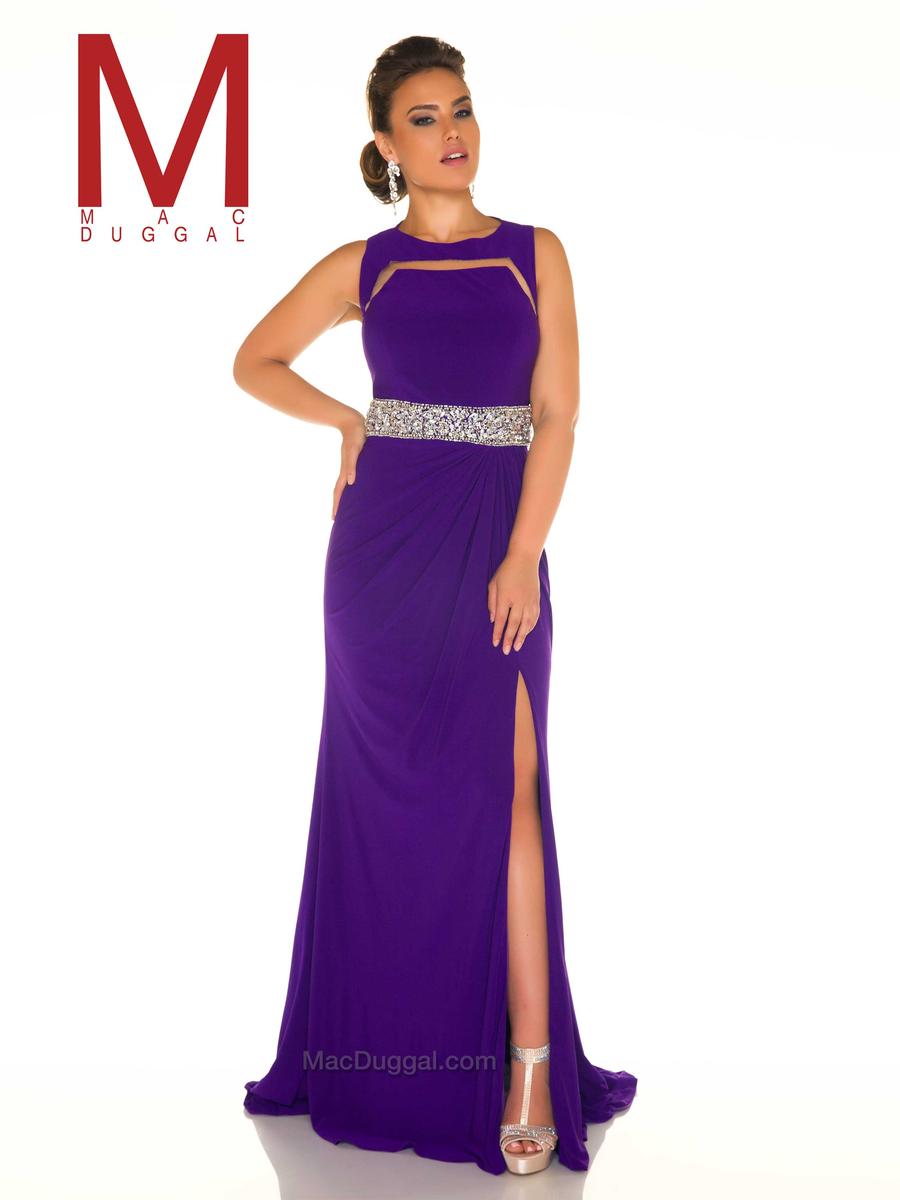 Mac Duggal Fabulouss 65466f Plus Size Shoulder Cutout Gown French Novelty
