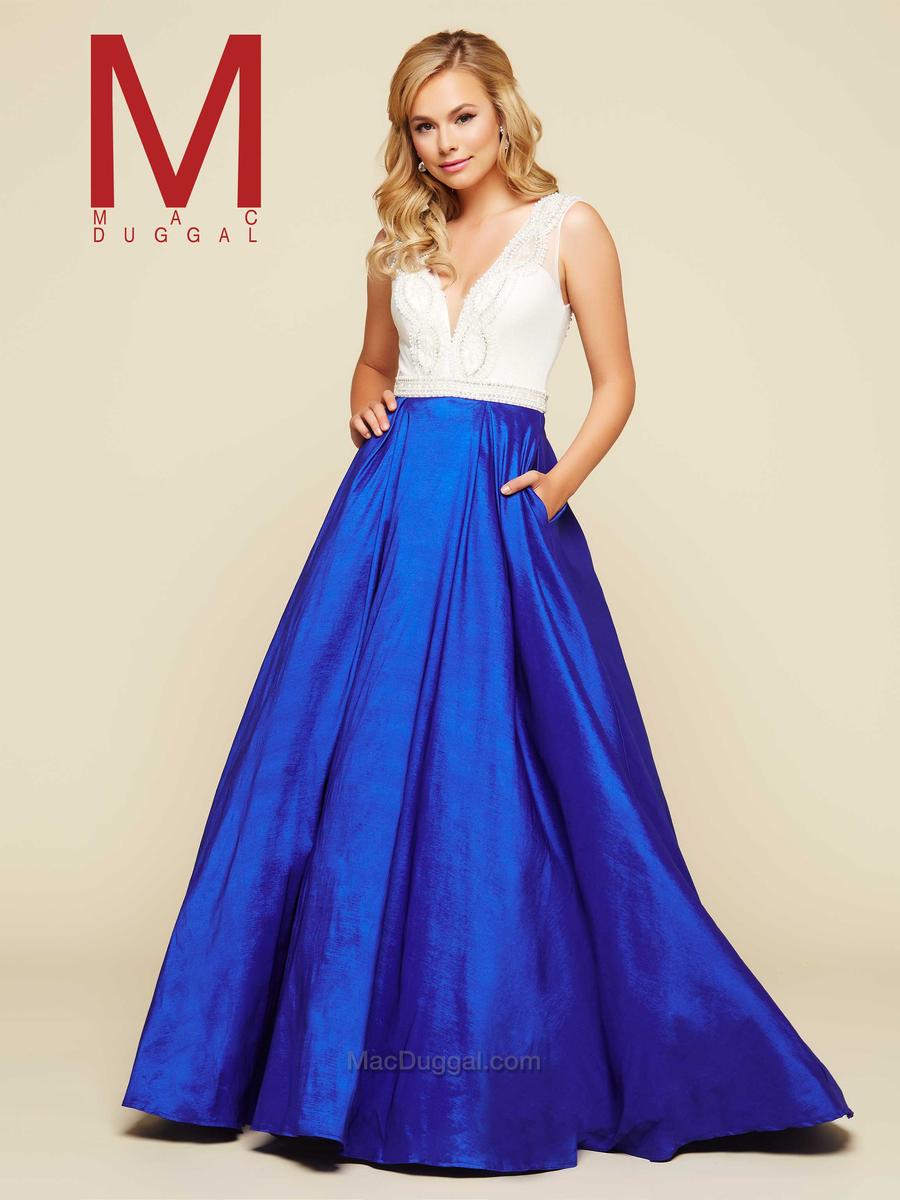 Mac Duggal 76961h Plunging V Neck Ball Gown French Novelty