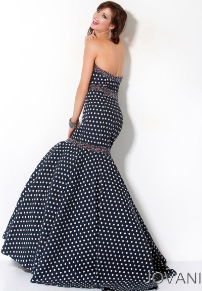 Jovani Navy Polka Dot Mermaid Prom Dress 172029 French Novelty