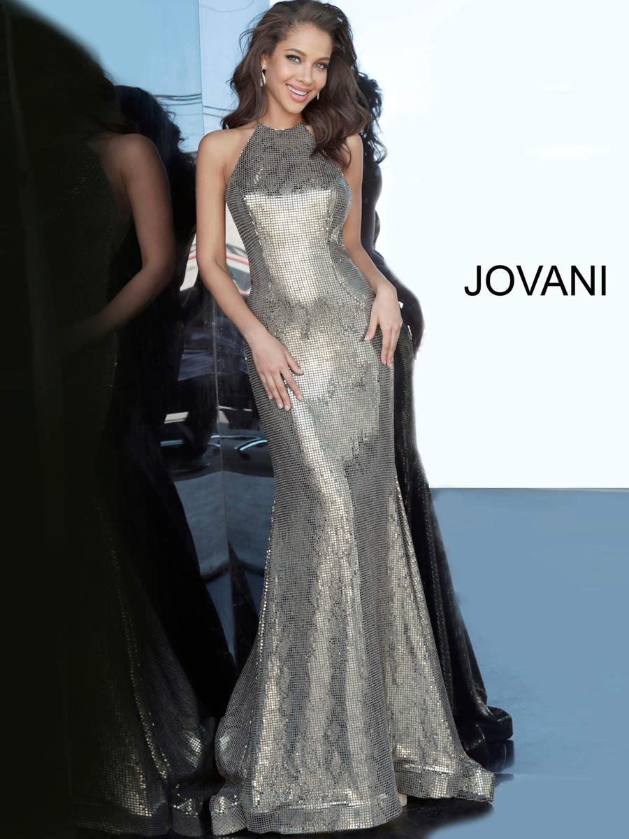 French Novelty: Jovani 00689 Metallic Racerback Gown
