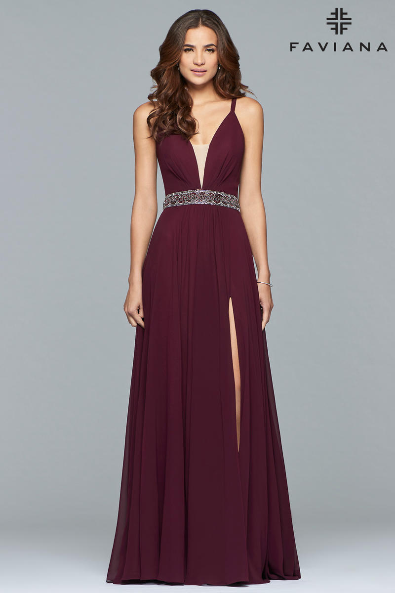 French Novelty: Faviana 10039 Chiffon Prom Dress with Beading