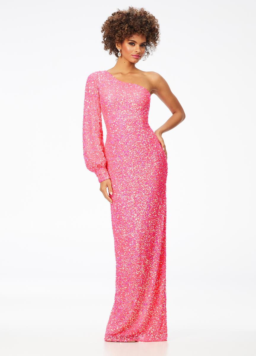 French Novelty: Ashley Lauren 11194 One Long Sleeve Sequin Gown