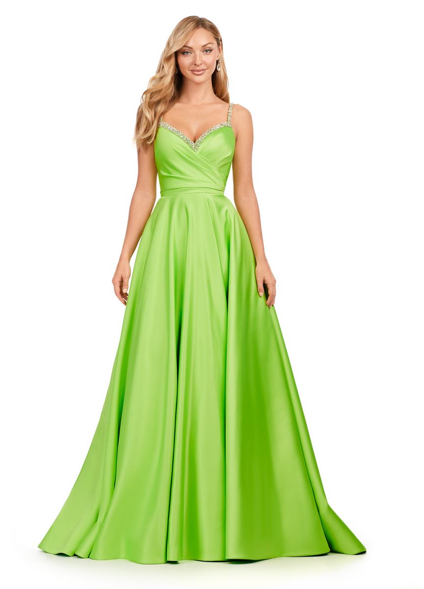 French Novelty: Ashley Lauren 11267 Crystal Trim A-Line Gown