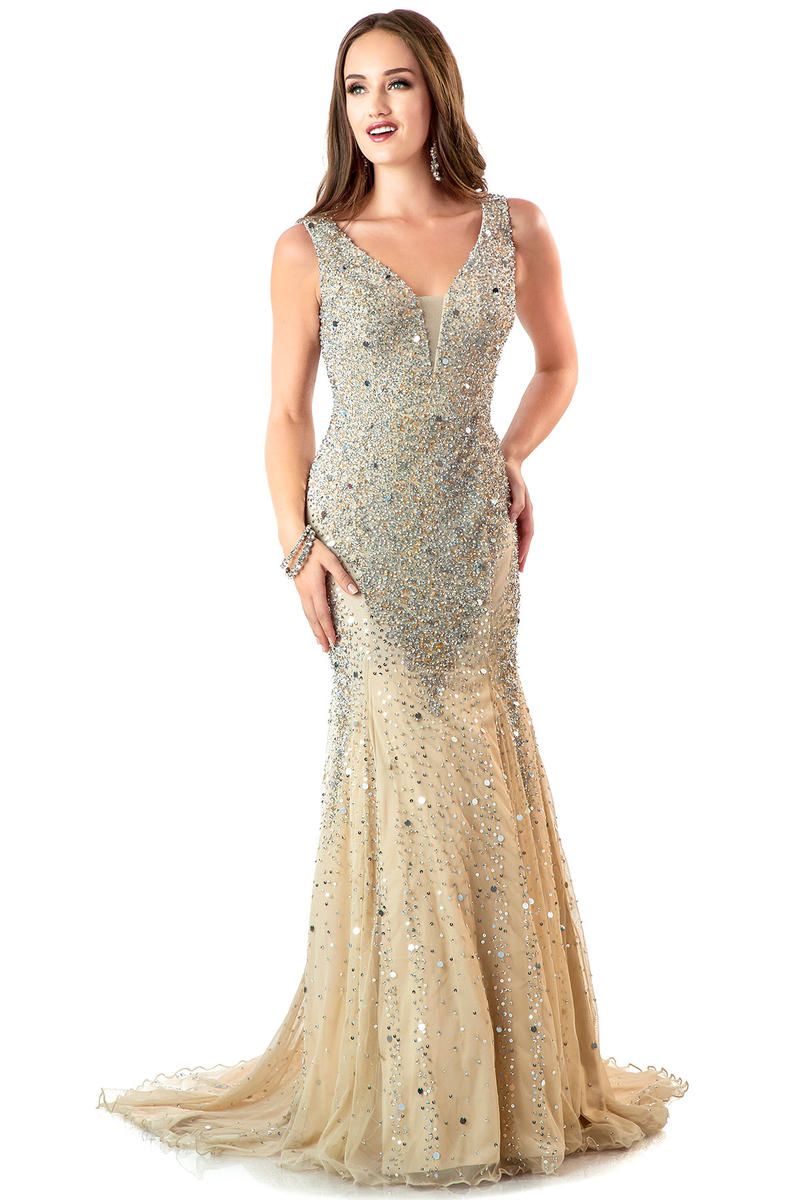 French Novelty: Shail K 1143 Classic Beaded Gown