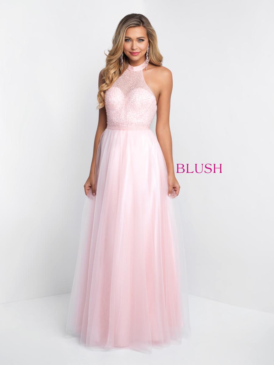 French Novelty: Blush 11511 Prom Gown with Ruffle Racerback