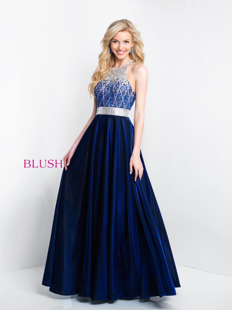French Novelty: Blush 11539 Metallic Shimmer Knit Prom Gown