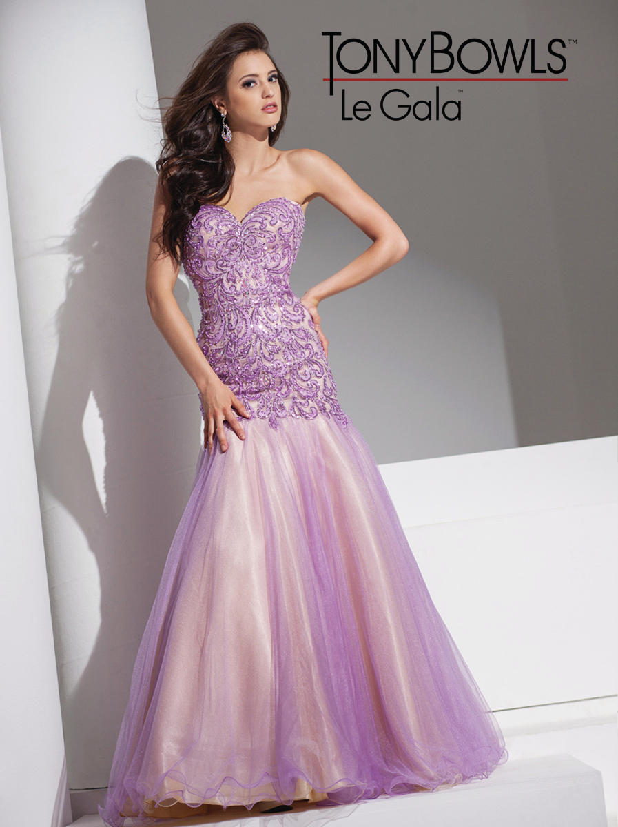 French Novelty: Tony Bowls Le Gala 115528 Sequin Embroidery Gown