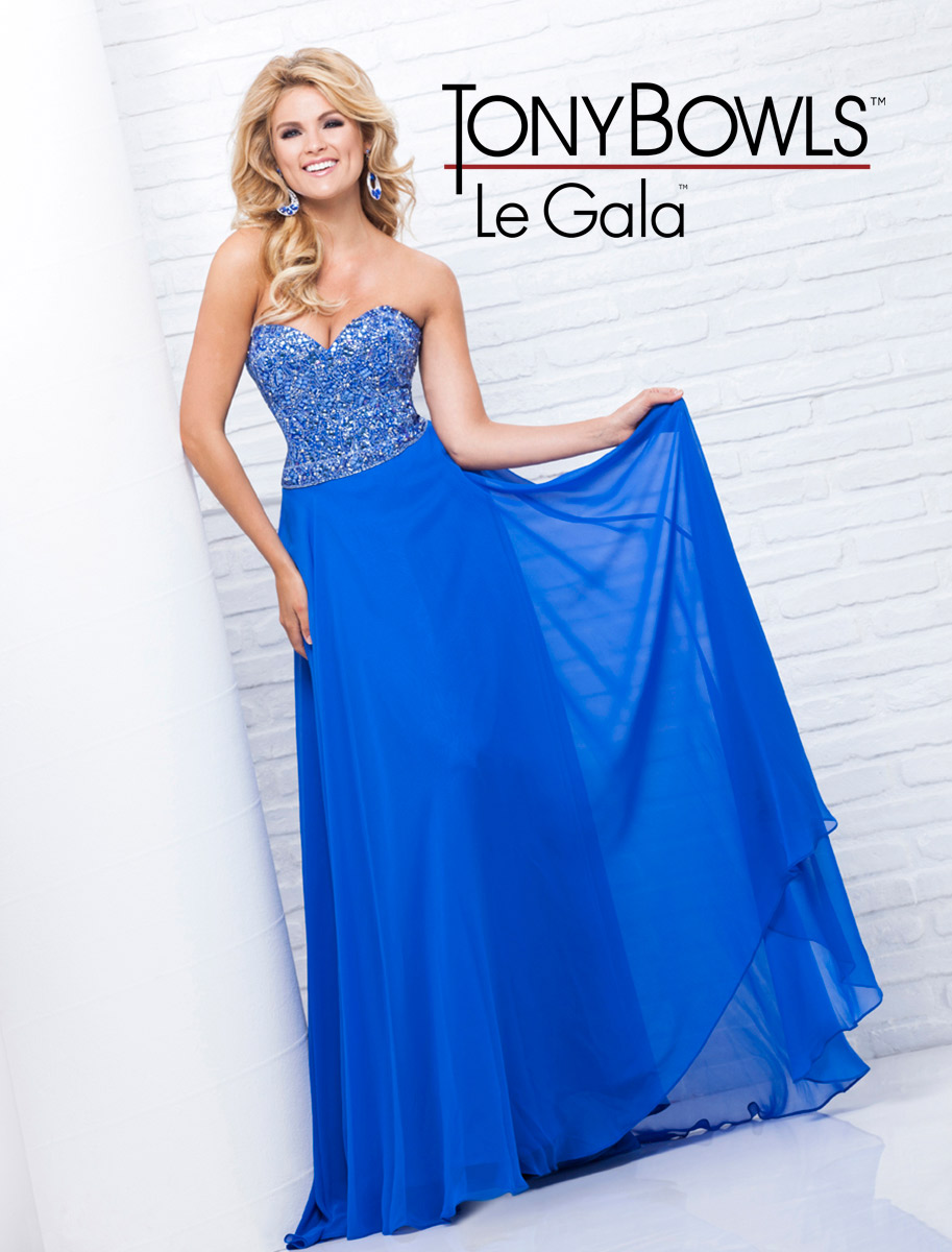 French Novelty: Tony Bowls Le Gala 115540 Chiffon Gown with Sequins