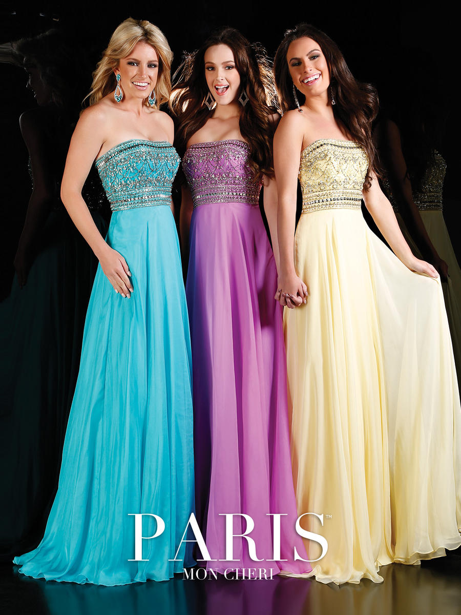 French Novelty: Mon Cheri Paris 116765 Beaded Chiffon Prom Gown