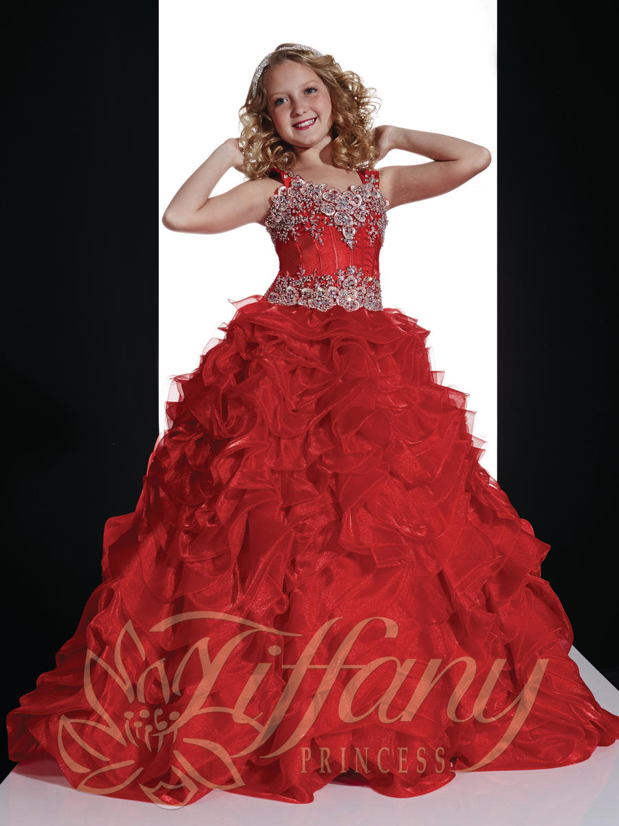 Tiffany Princess 13366 Girls Spiral Ruffle Pageant Dress: French Novelty