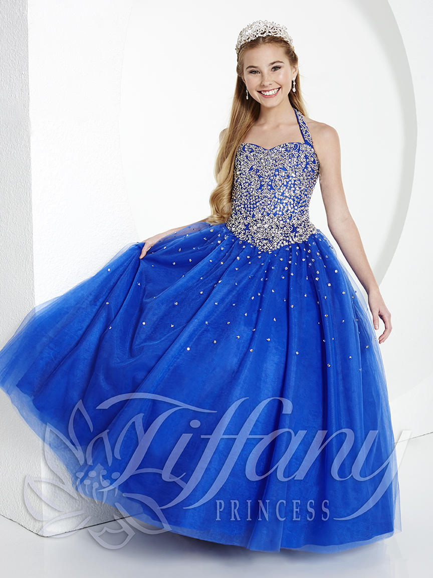 French Novelty: Tiffany Princess 13434 Girls Halter Pageant Dress