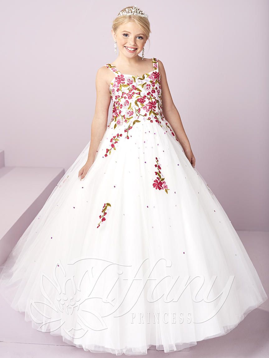 French Novelty: Size 16 Ivory-Hot Pink Tiffany Princess 13481 Floral ...