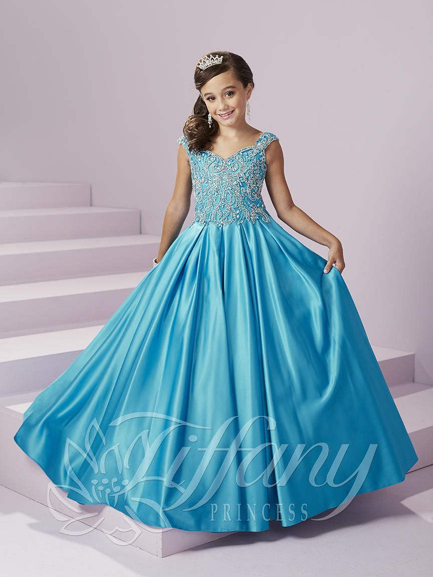 French Novelty: Tiffany Princess 13490 Girls Satin Pageant Dress