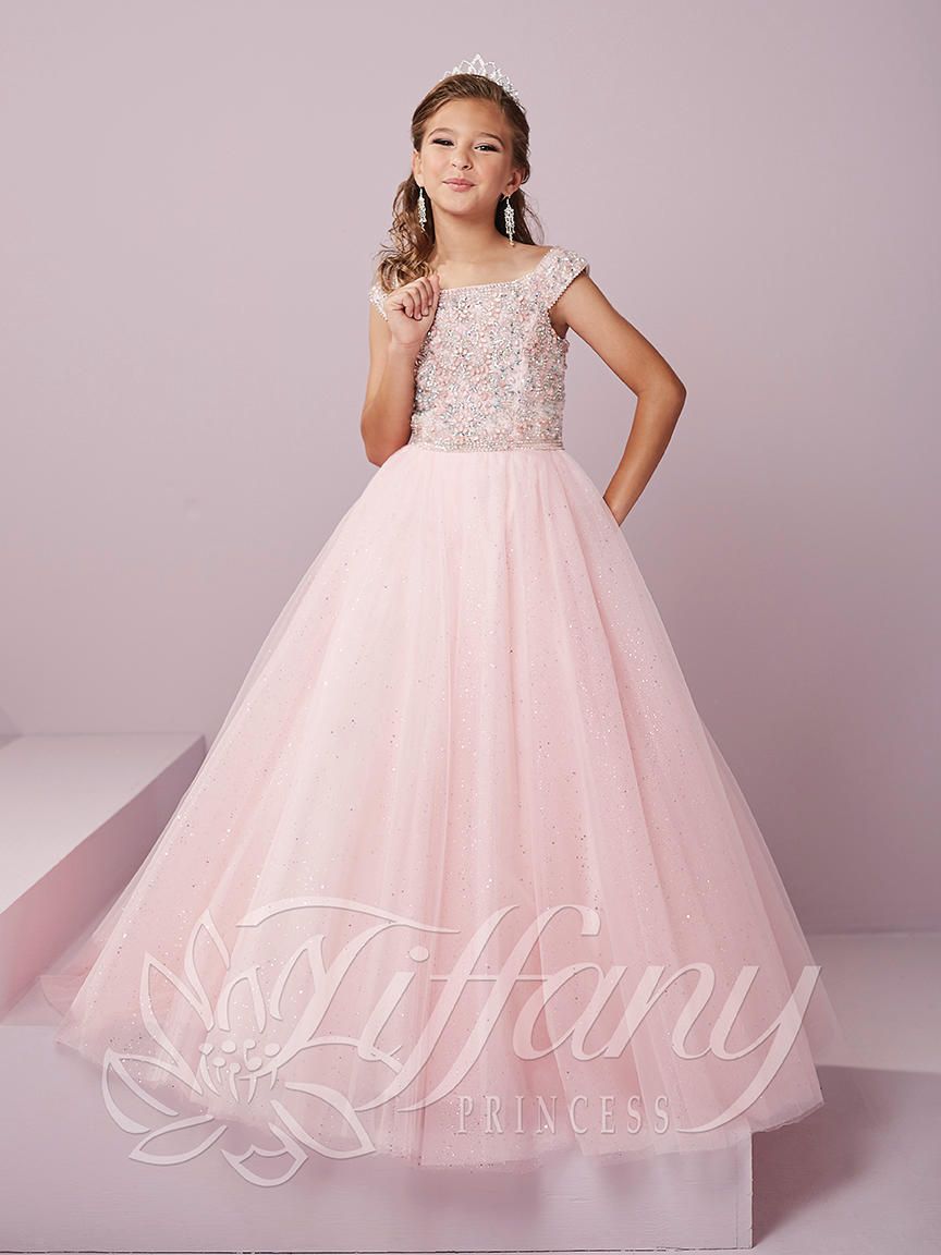 Tiffany Princess 13491 Off Shoulder Girls Pageant Dress: French Novelty