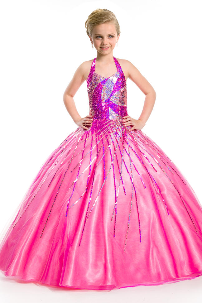 French Novelty: Perfect Angels 1515 Girls Halter Sequin Pageant Dress