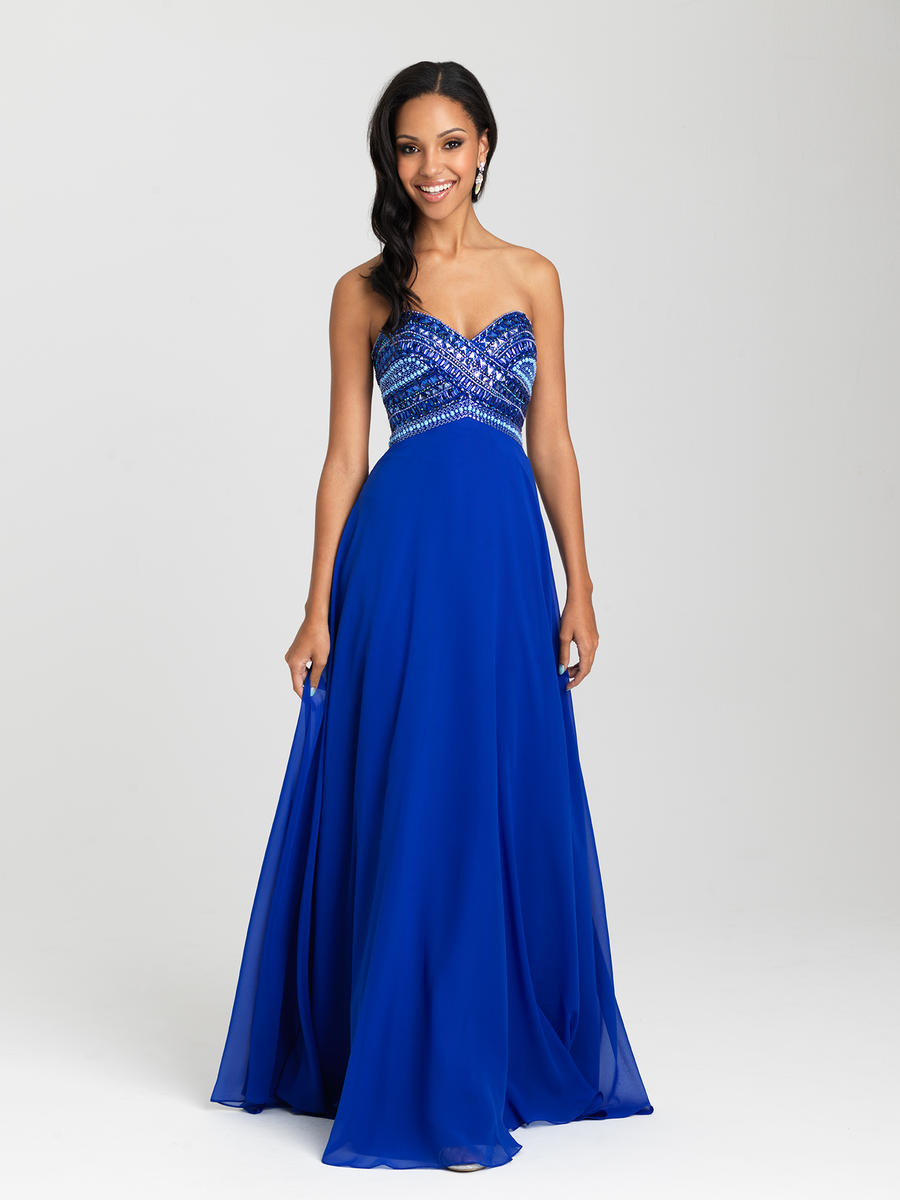 French Novelty: Madison James 16-427 Crossover Beaded Prom Gown