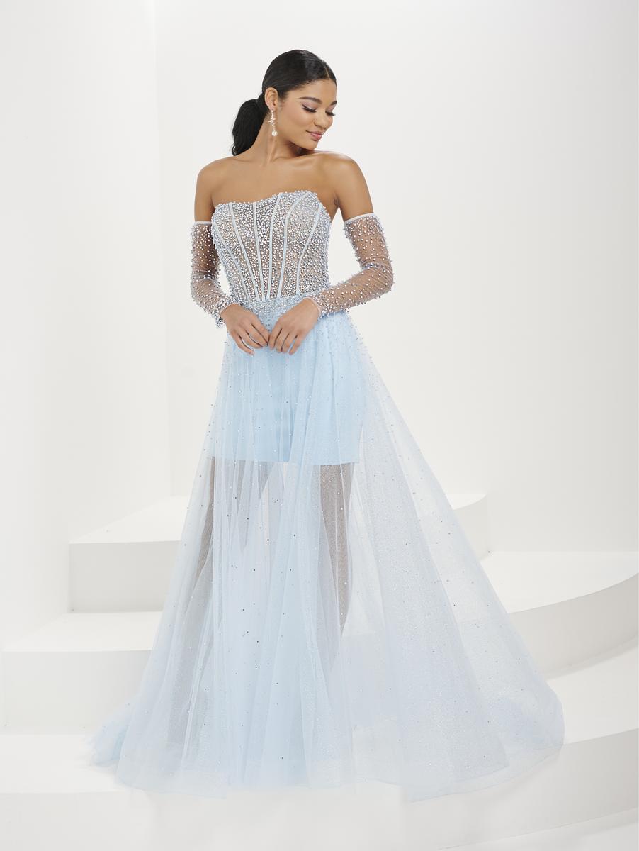 French Novelty: Tiffany Designs 16111 Gorgeous Sheer Pearl Prom Dress