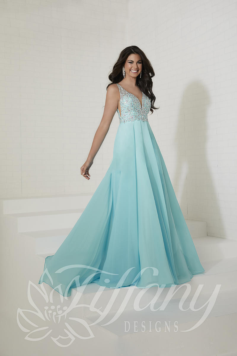 French Novelty: Tiffany Designs 16265 Flowing Chiffon Prom Dress