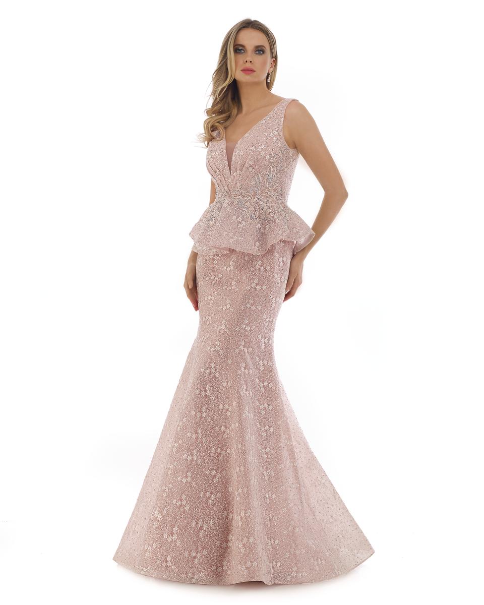 French Novelty: Morrell Maxie 16331 Embroidered Peplum Gown