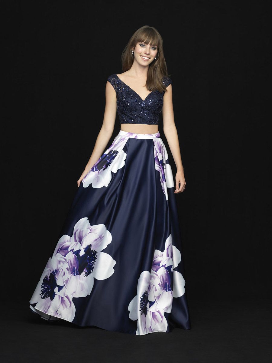 French Novelty: Madison James 18-700 Dramatic Floral 2pc Prom Dress