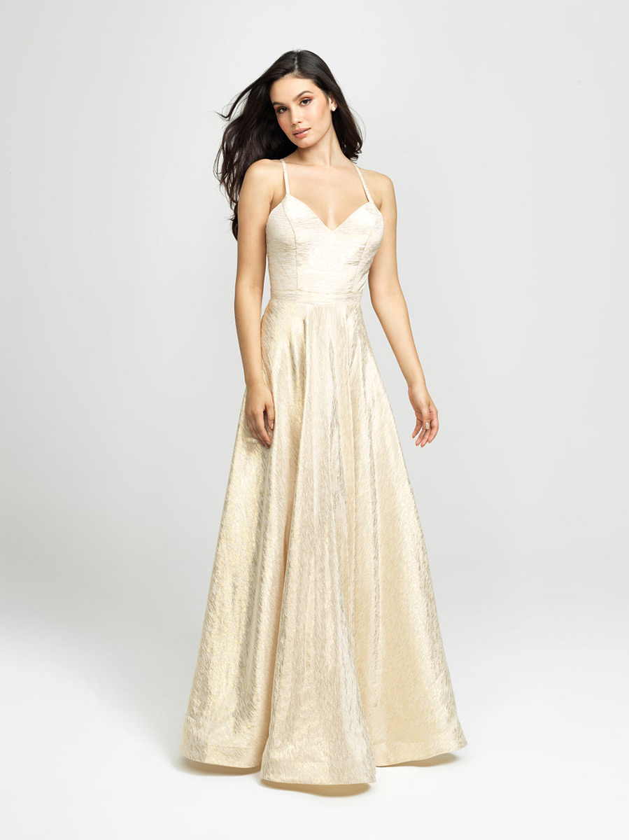 French Novelty: Madison James 19-134 Prom Gown with Buttery Sheen
