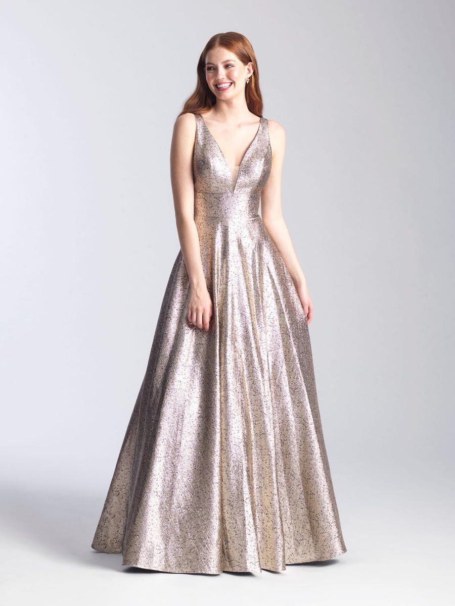 French Novelty: Madison James 20-307 Shimmer Knit Prom Dress