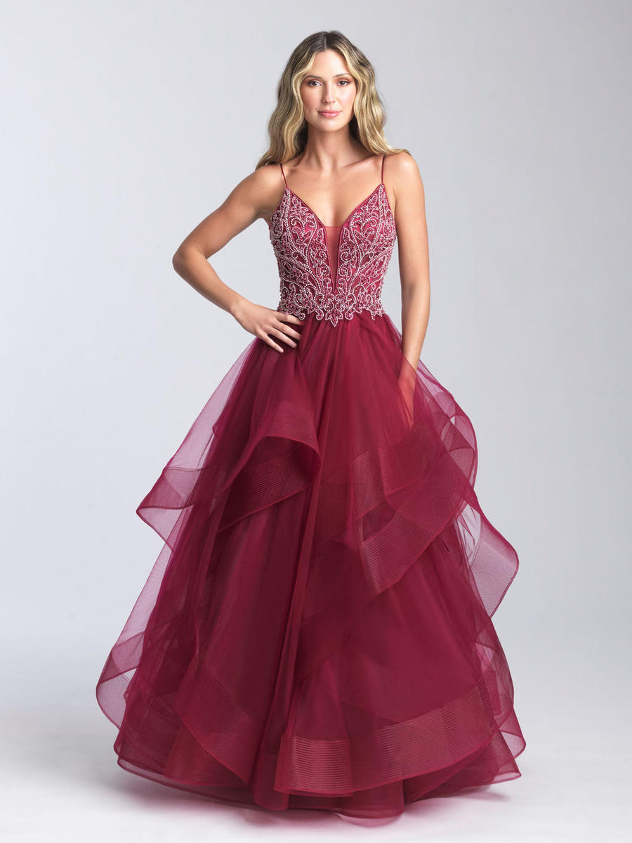 French Novelty: Madison James 20-365 Beaded Ruffled Prom Dress