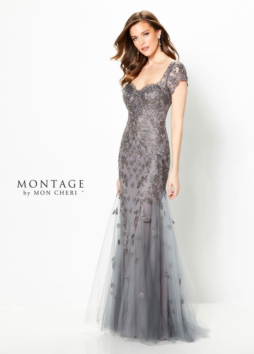 French Novelty: Montage 219972 Metallic Corded Lace Mothers Gown