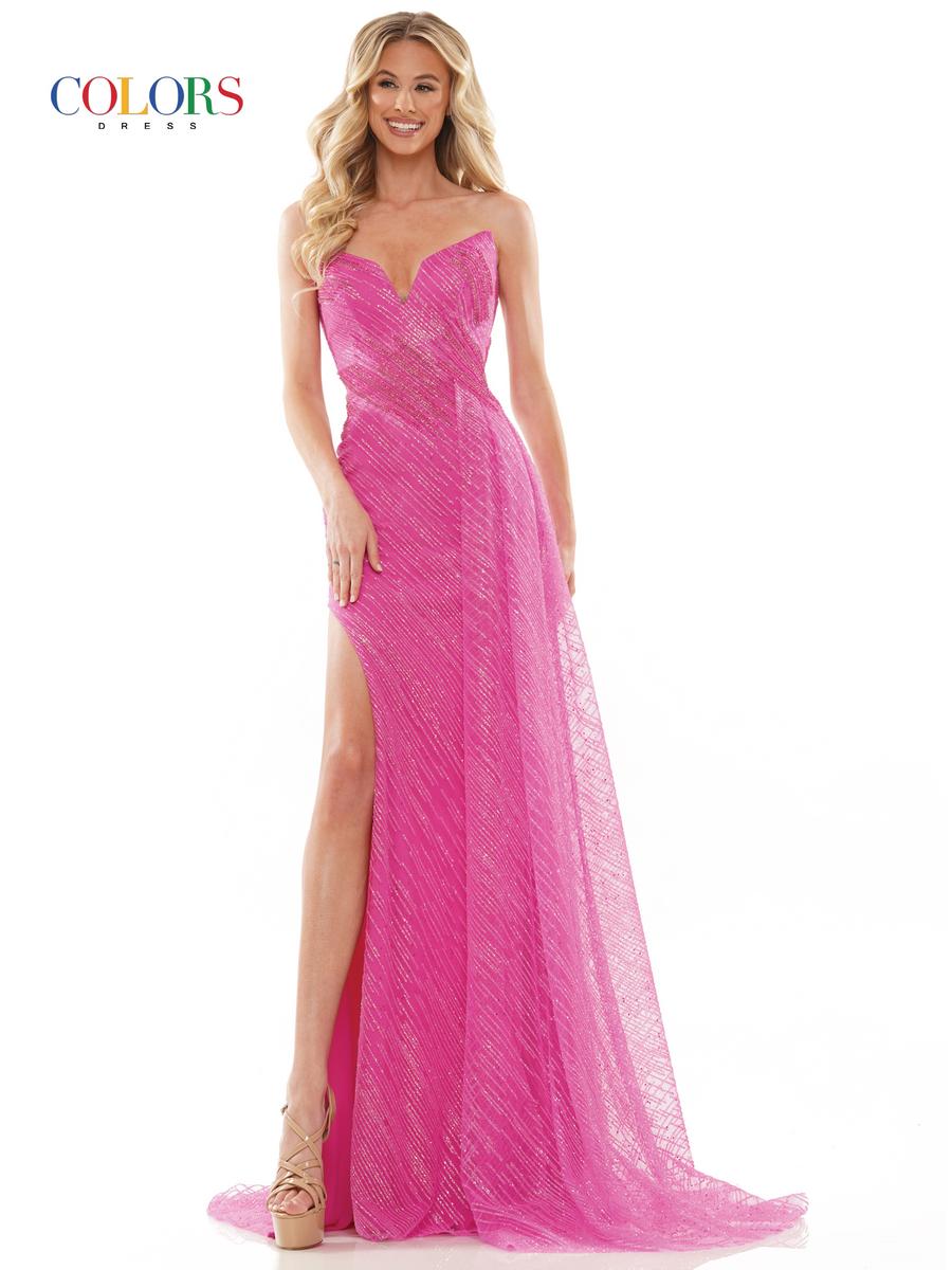 French Novelty: Colors Dress 2823 Asymmetrical Glitter Prom Gown