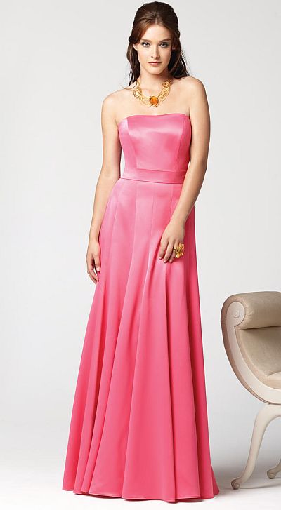Dessy Collection Strapless Satin Long Bridesmaid Dress 2855 French Novelty