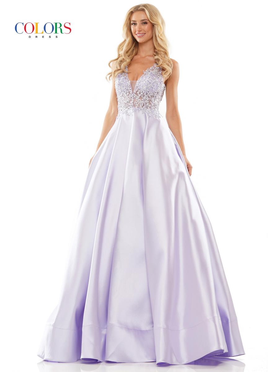 French Novelty: Colors Dress 2914 Mikado Lace Top Prom Gown