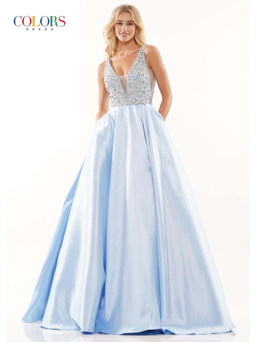 French Novelty: Colors Dress 2966 A-Line Prom Gown with Pockets