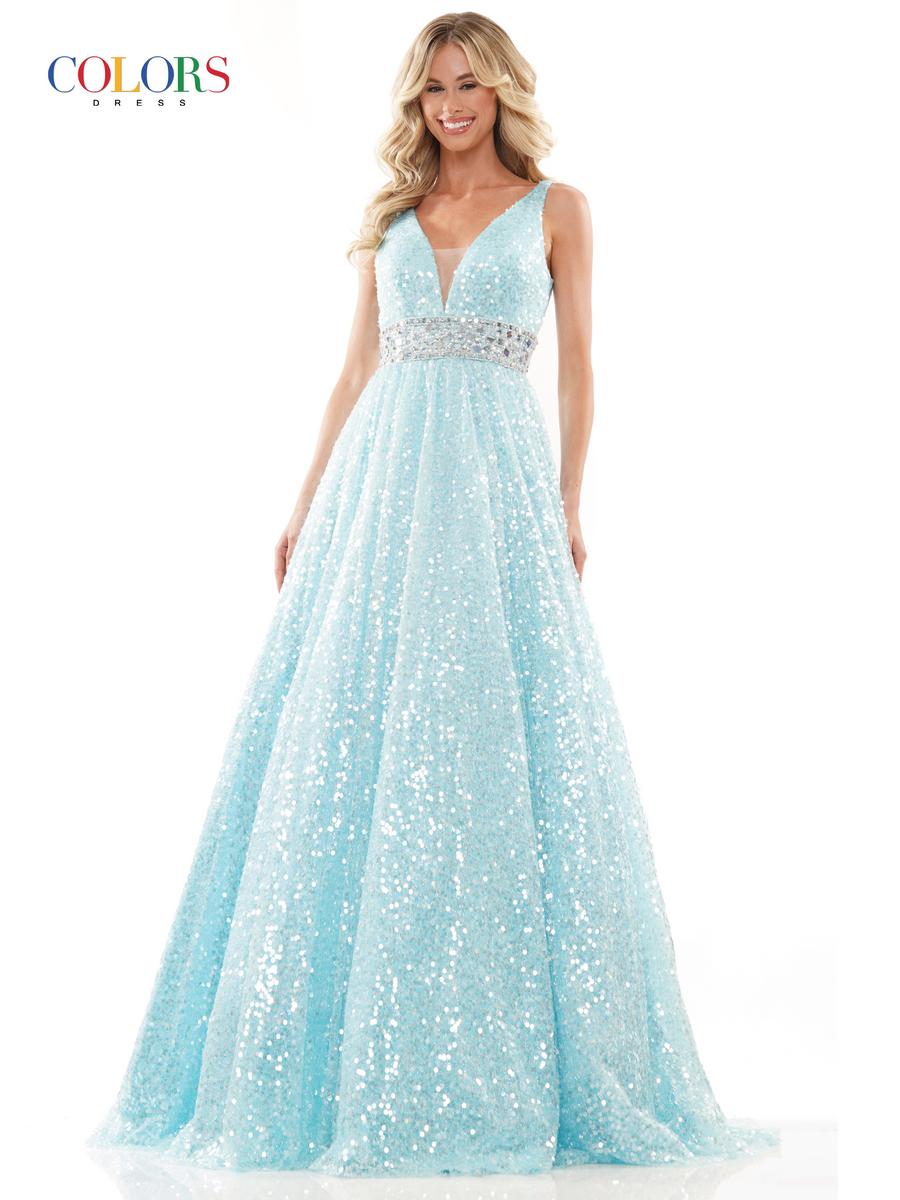 French Novelty: Colors Dress 2967 Sequin A-Line Prom Gown