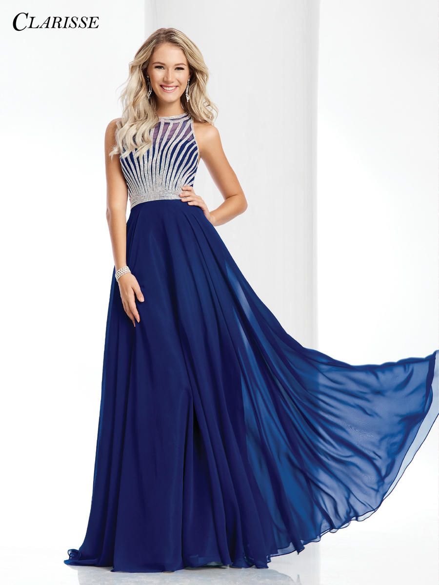 French Novelty: Clarisse 3068 Flowy Chiffon Prom Gown