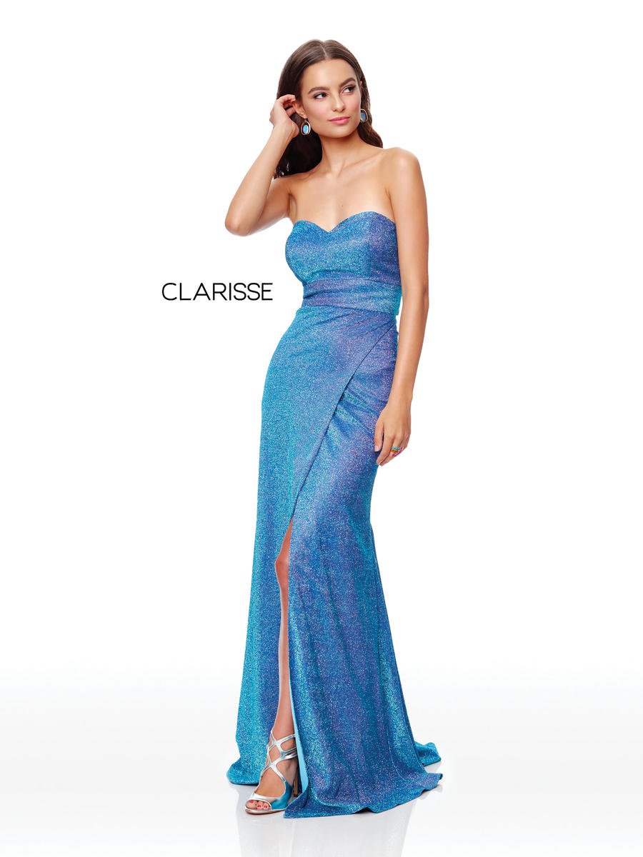 French Novelty: Clarisse 3769 Iridescent Shimmer Jersey Prom Gown French Novelty: Clarisse 3769 Iridescent Shimmer Jersey Prom Gown