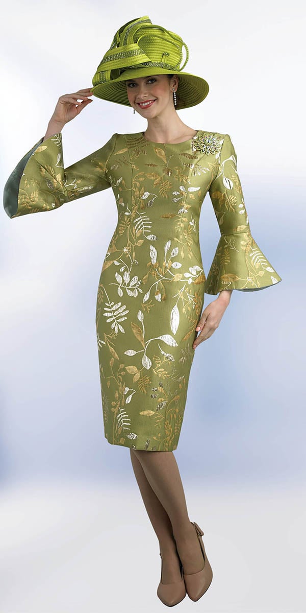 French Novelty: Lily and Taylor 4659 Bell Sleeve Brocade Dress