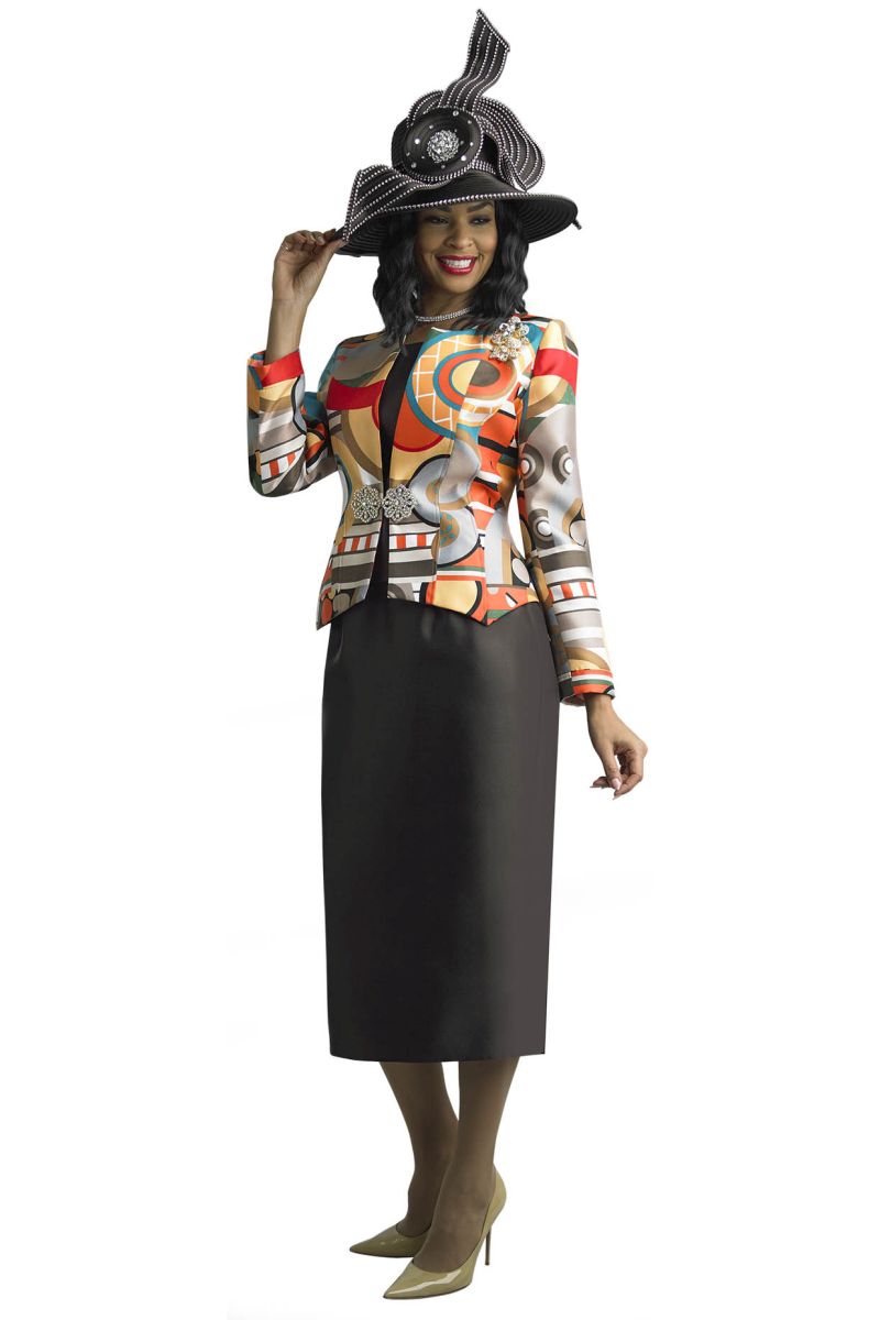 French Novelty: Lily and Taylor 4717 Ladies Colorful Print Suit
