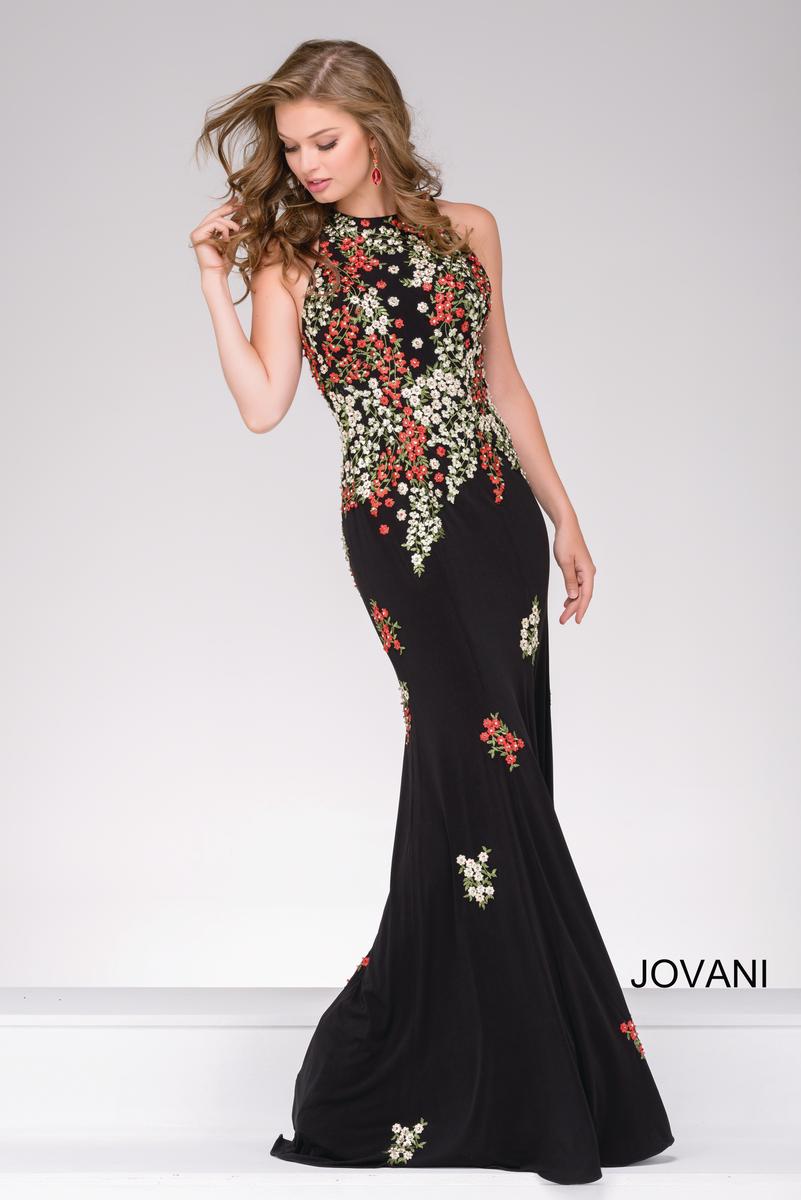 French Novelty Jovani 48104 Halter Fitted Prom Dress