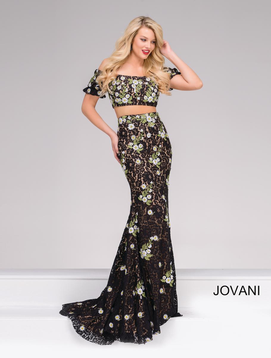French Novelty: Jovani 48898 Off the Shoulder 2pc Prom Dress