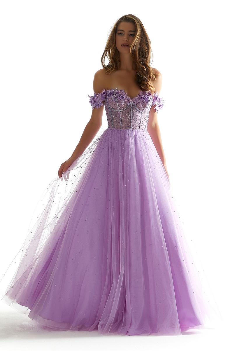 French Novelty: Morilee 49075 Glamorous Sheer Bustier Prom Dress