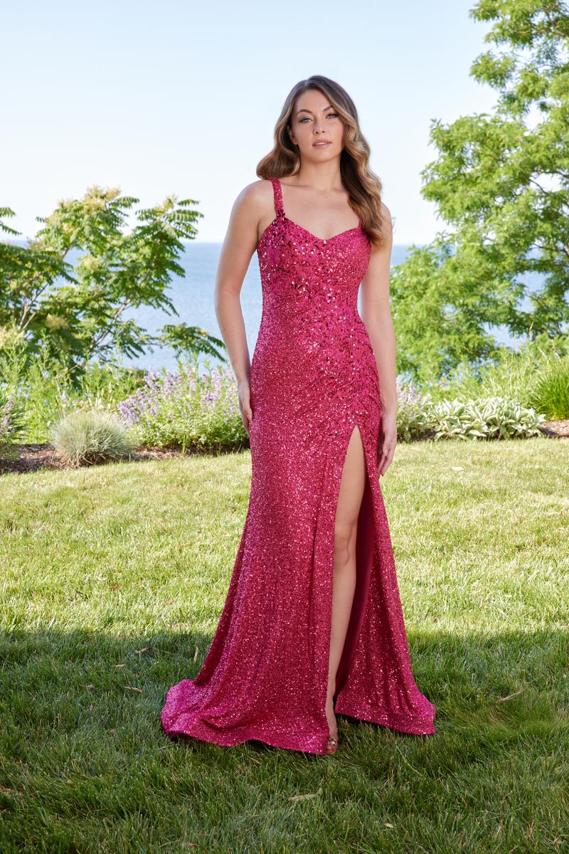 French Novelty: Morilee 49176 Glittering Sequin Prom Gown