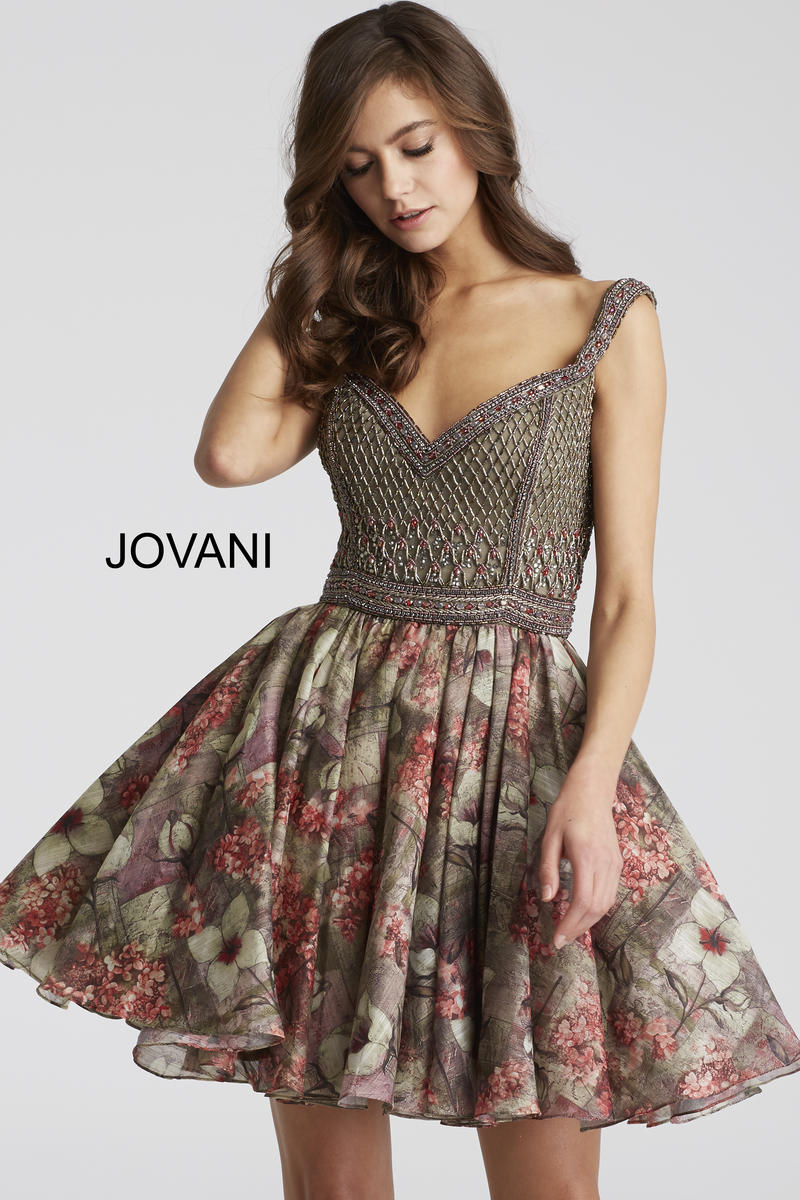 French Novelty: Jovani 53044 Embellished Unique Short Dress