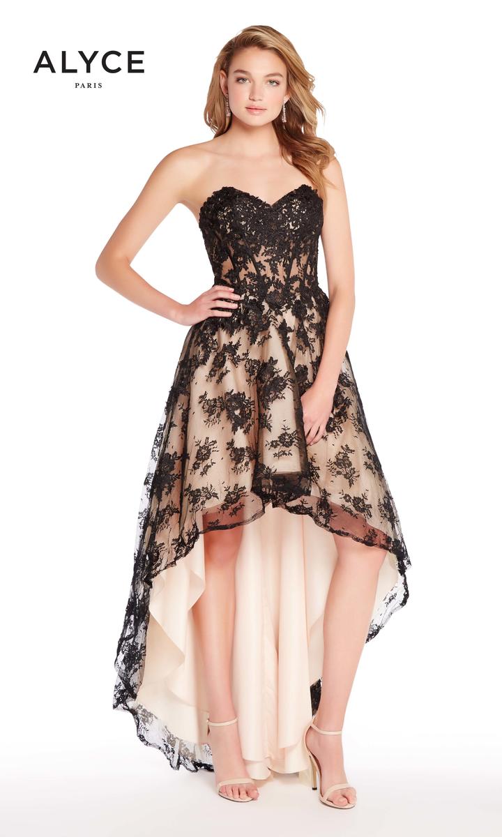 French Novelty: Alyce Paris 60084 Lace High Low Prom Dress