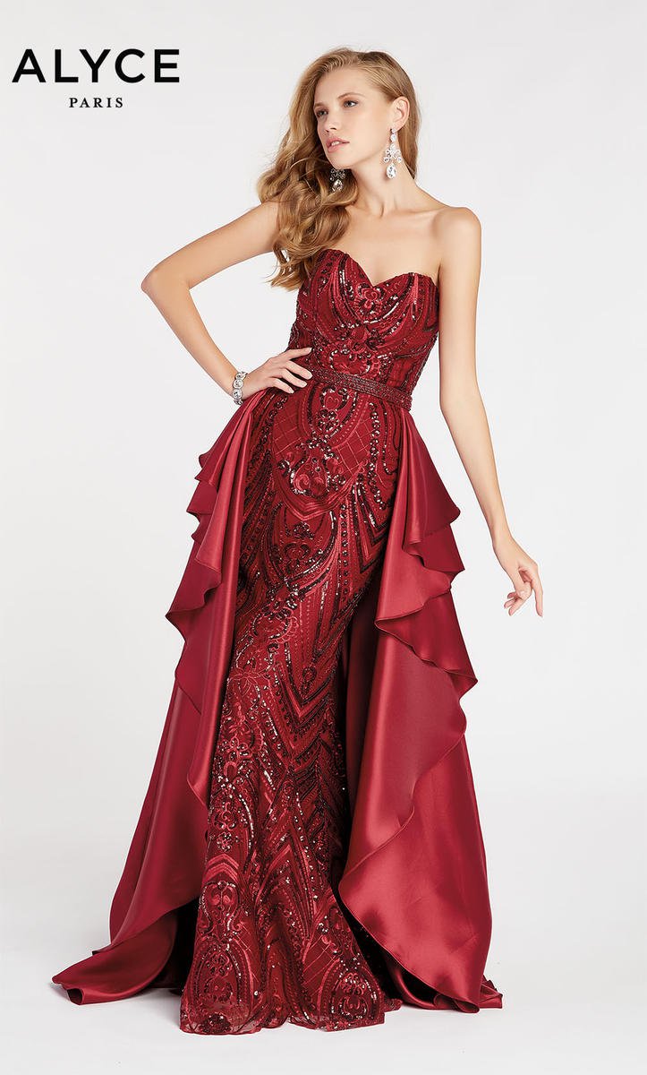 French Novelty: Alyce Paris 60496 Sequin Gown with Removable Overskirt