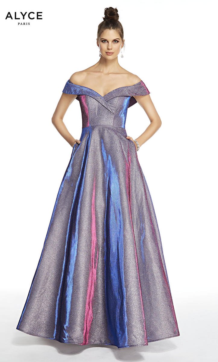 French Novelty: Alyce Paris 60566 Shimmer Off Shoulder Prom Dress