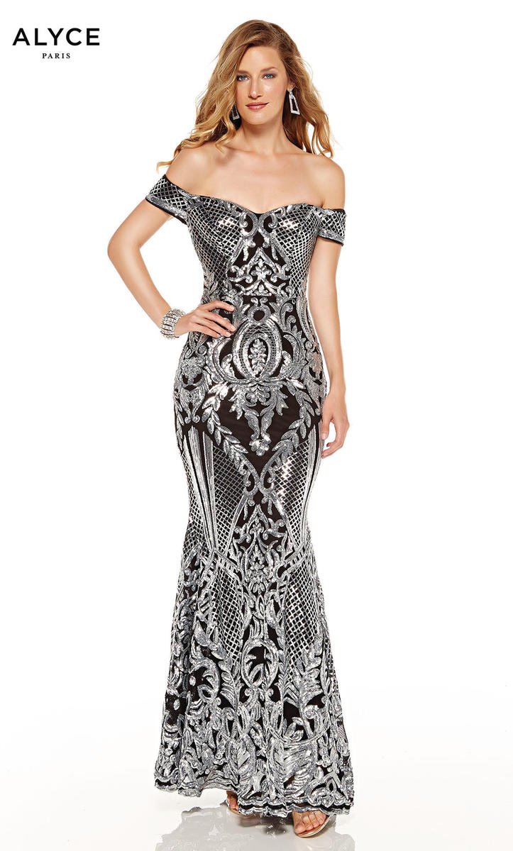 French Novelty: Alyce Paris 60814 Off Shoulder Sequin Gown