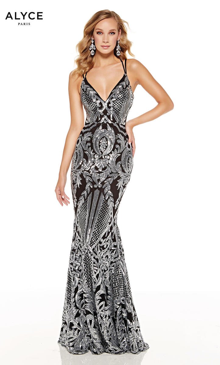 French Novelty: Alyce Paris 60815 Strappy Back Sequin Gown