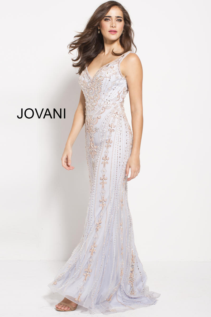 French Novelty Jovani 60829 Beaded Design Prom Gown
